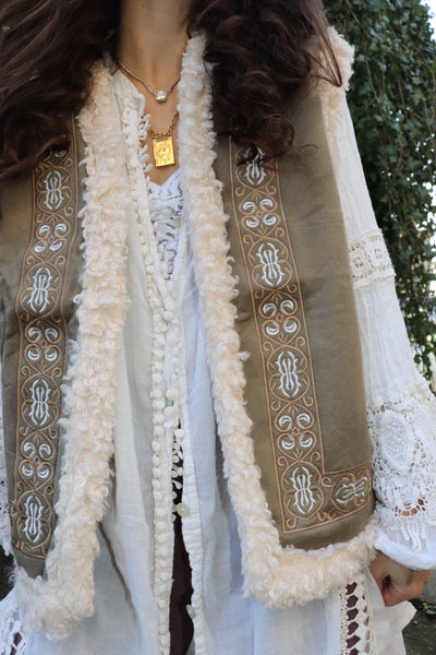 Embroidered shearling lined gilet – WhiteFawn Boutique